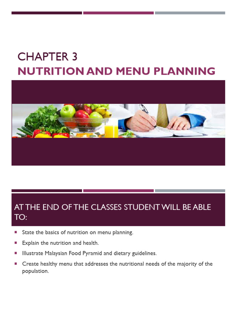 Menu Planning Chapter 3 | PDF | Fat | Diabetes