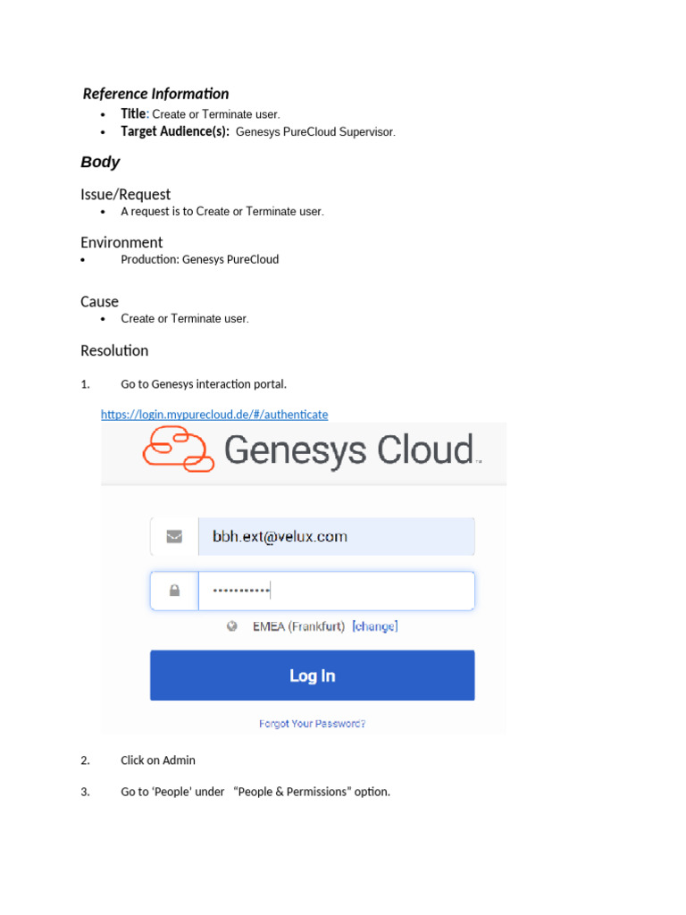 Create or Terminate Users in PureCloud | PDF