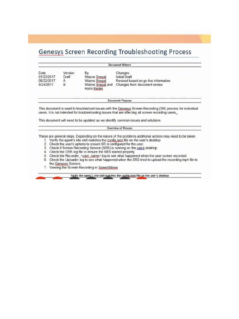 Genesys Screen Recording Troubleshooting Process Rev B | PDF