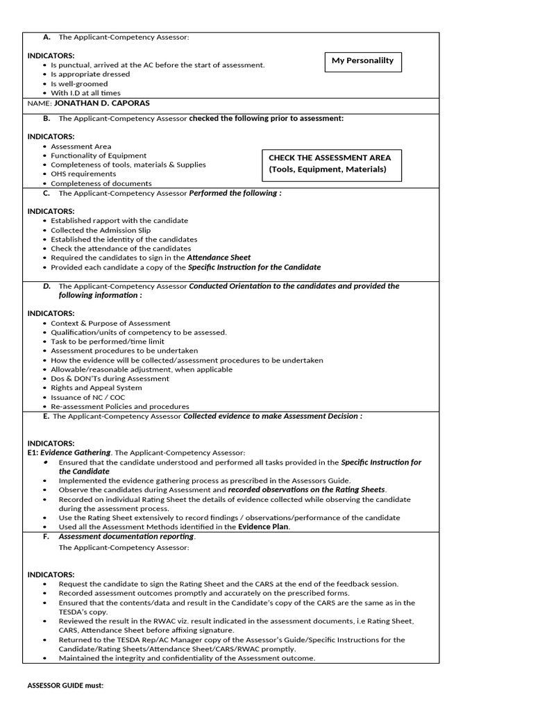 assessors guide | PDF