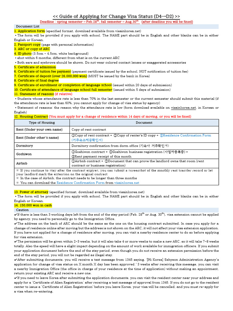 D4 to D2 Visa Change Guide | PDF | Travel Visa | Human Migration