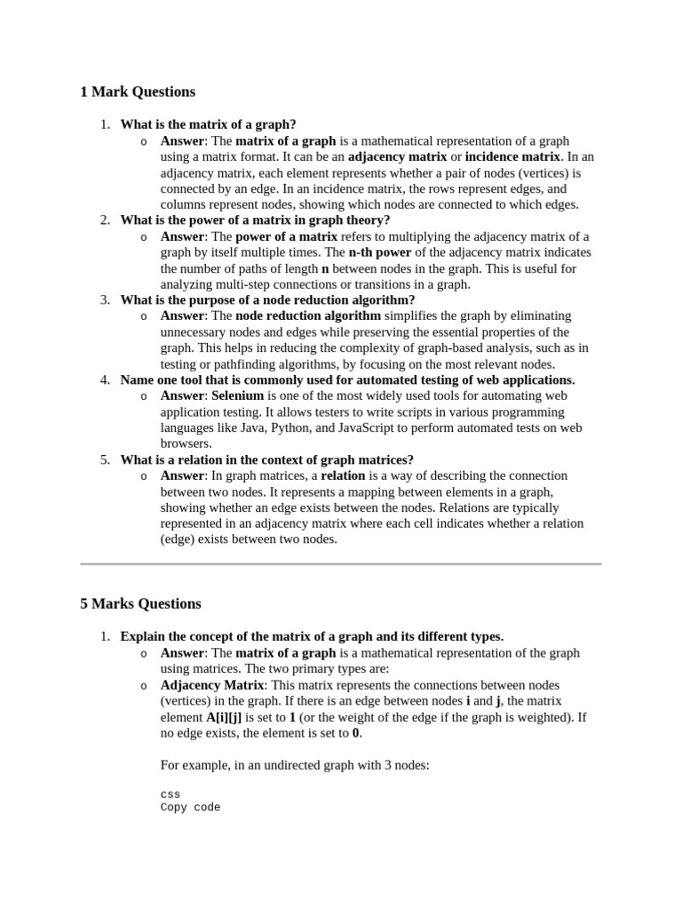 Unit 5 | PDF | Matrix (Mathematics) | Vertex (Graph Theory)