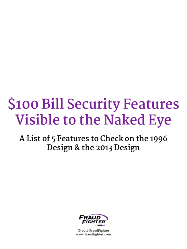 $100 Bill Security Features Explained | PDF | Publishing ...