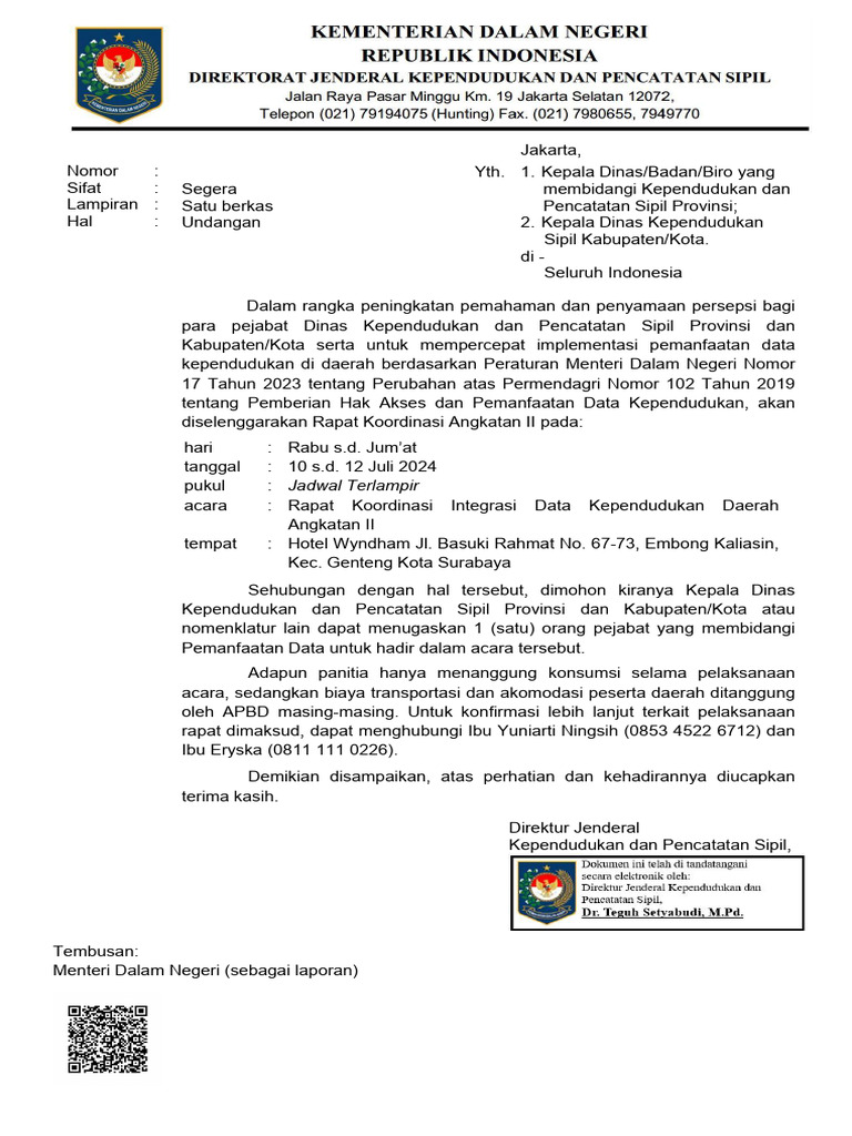 SURAT UNDANGAN RAKOR IDKD ANGKATAN II (JATIM) - Ok | PDF