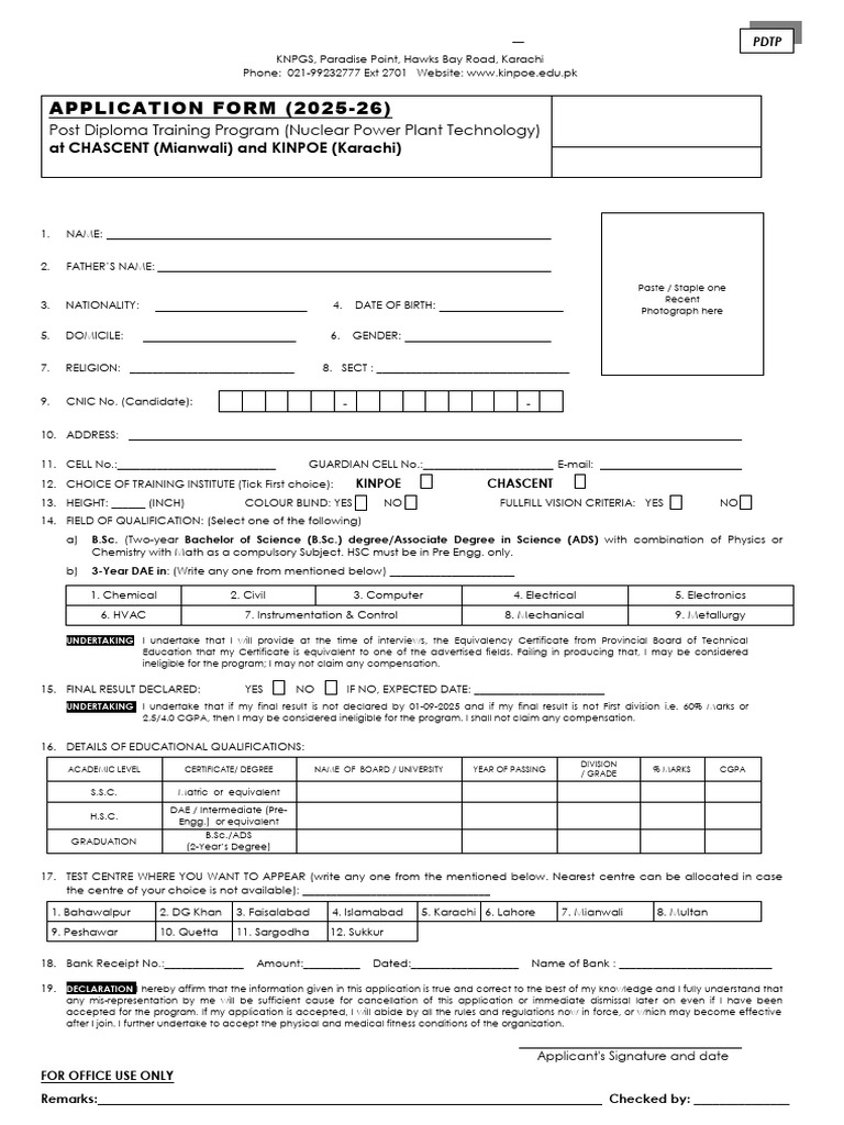 KINPOE PDTP Application 2025-26 | PDF | Diploma | Academic Degree