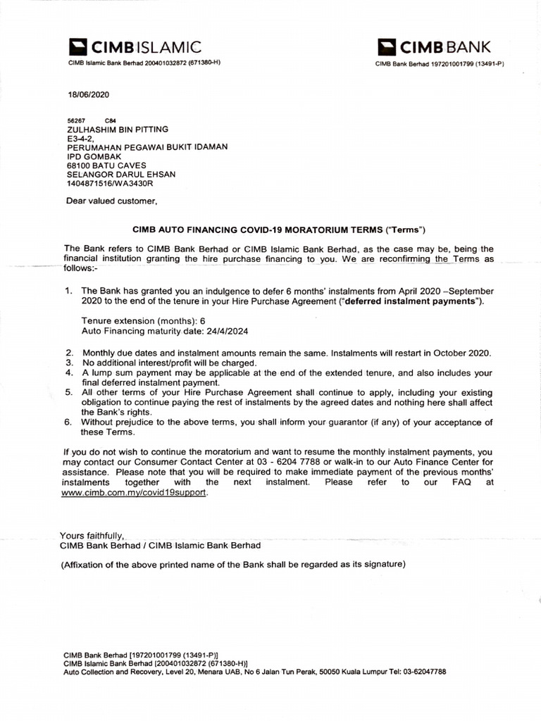 Surat Cimb Hubby | PDF