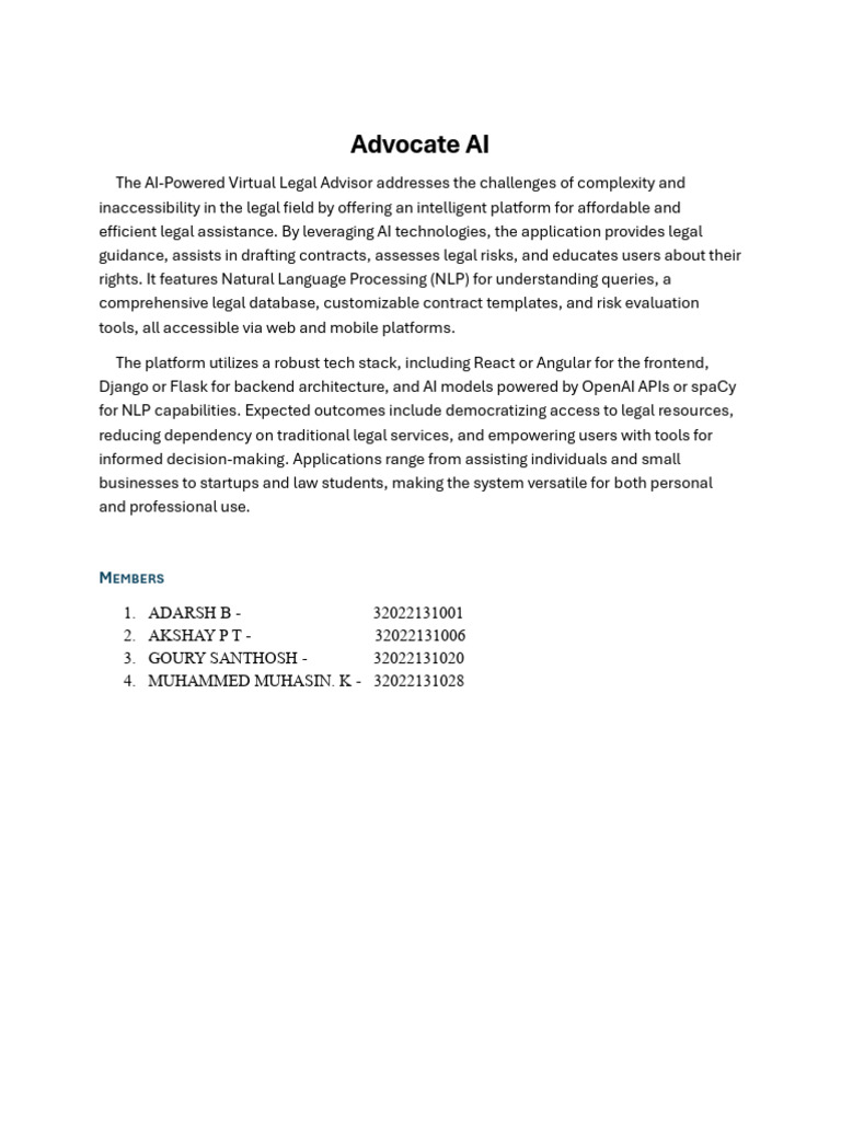 Advocate AI Abstract | PDF