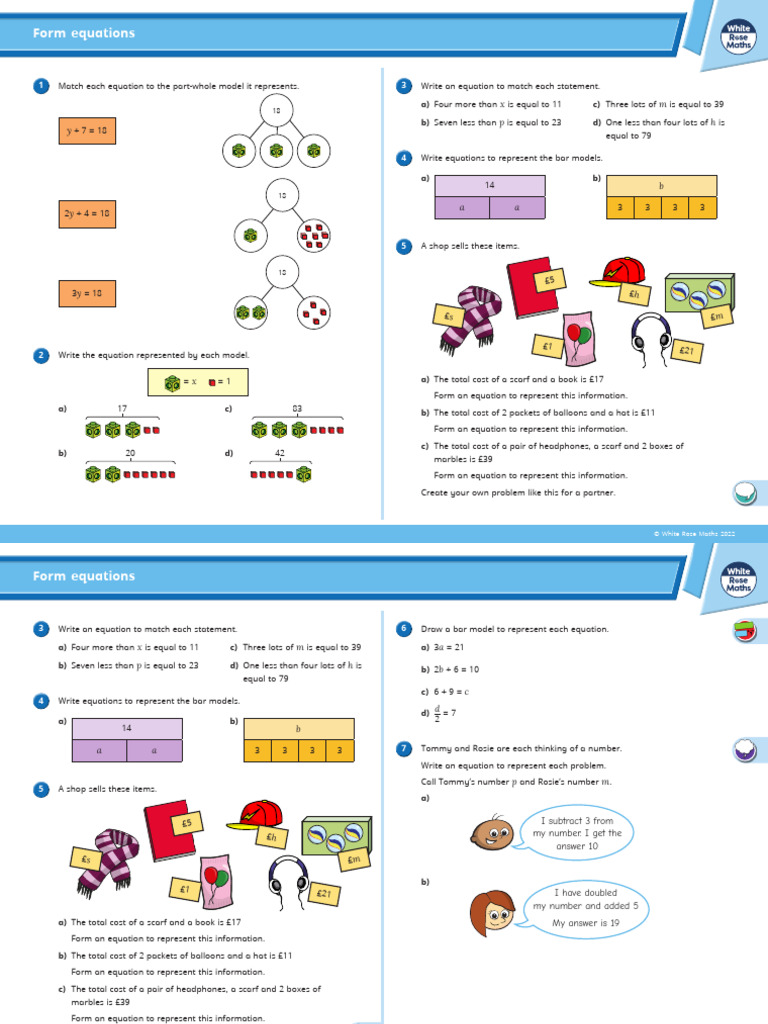 Form Equations Worksheet | PDF | Mathematics | Algebra