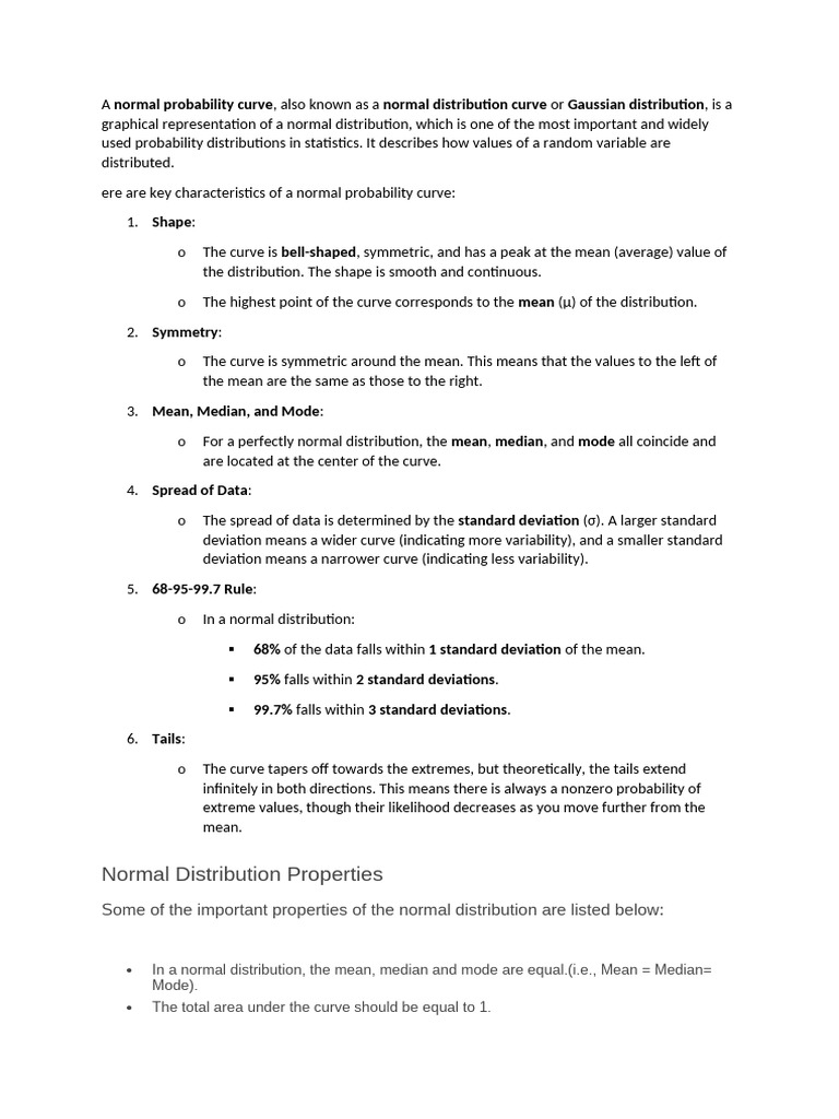 A Normal Probability Curve | PDF | Mode (Statistics) | Normal Distribution