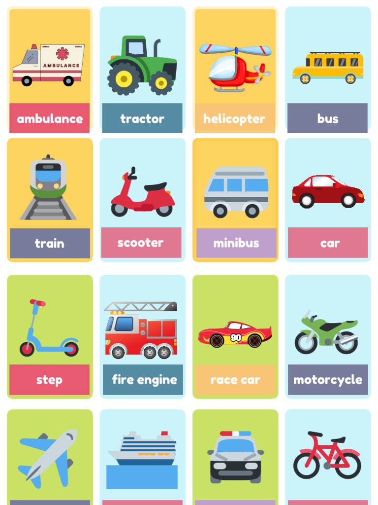 3 Vehicles Flashcards Pack 1 | PDF