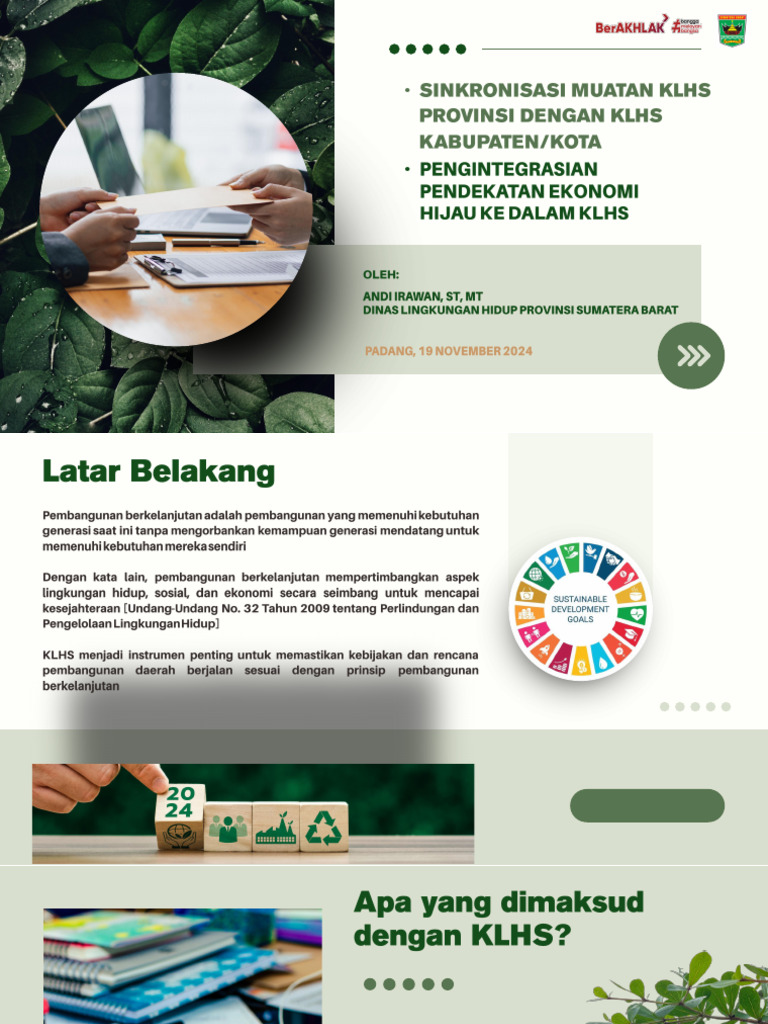 Integrasi KLHS Dan Ekonomi Hijau - Updated | PDF