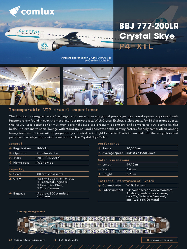 Boeing BBJ 777-200LR P4-XTL Leaflet New | PDF | Aircraft Configurations | Jet Aircraft
