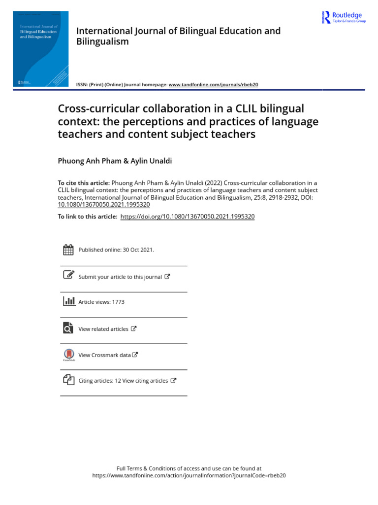 Cross-Curricular Collaboration in A CLIL Bilingual Context The ...