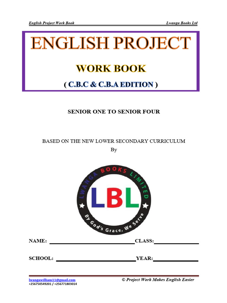 S.1-S.4 Eng Project Work Book (LBL) | PDF | Learning | Curriculum