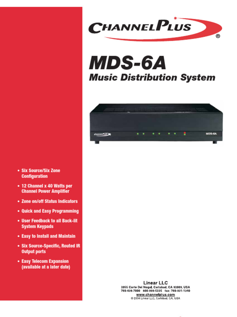 MDS-6A Channel Plus | PDF | Amplifier | Information And Communications ...