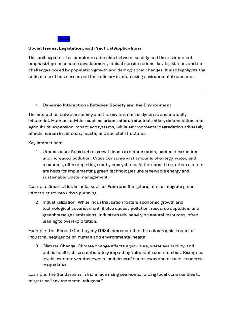 E V S UNIT 4 PDF Sustainability Sustainable Development
