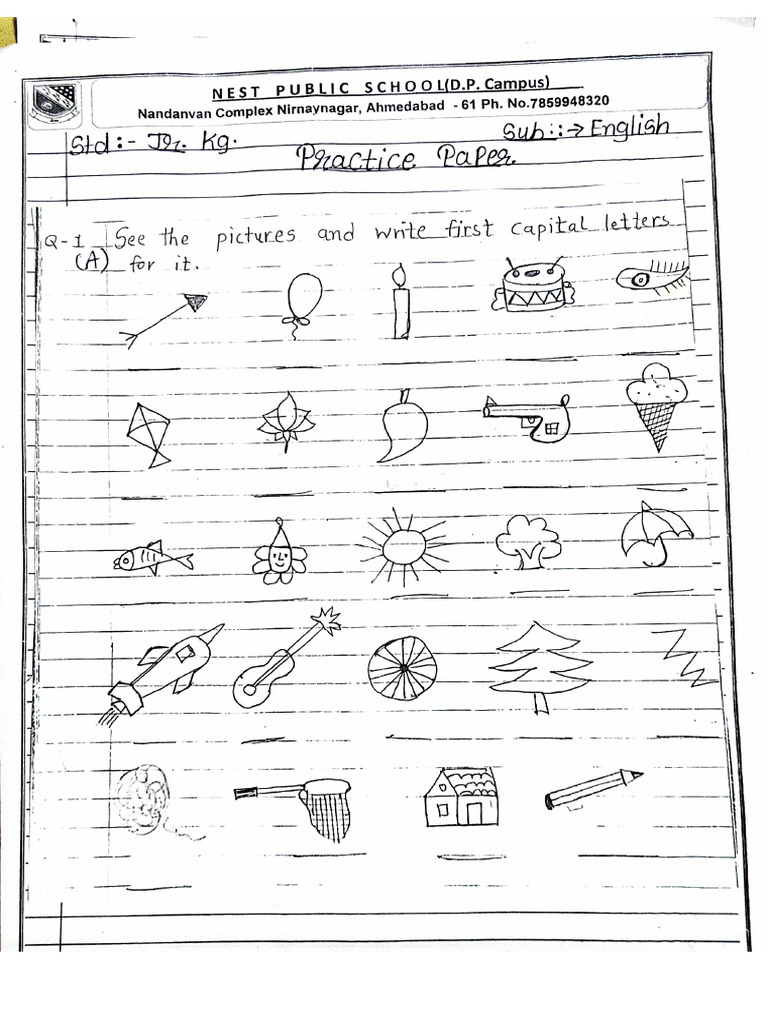 JR - Kg. English Practice Paper | PDF