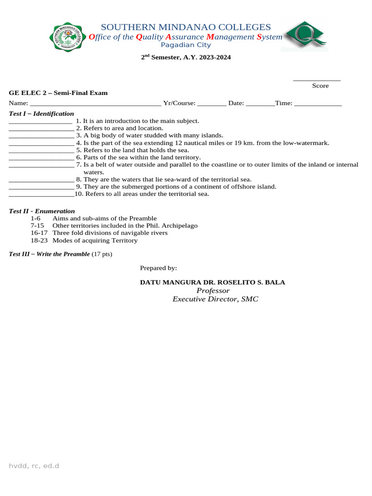 Semi-Final Exam: GE ELEC 2 Guide | PDF