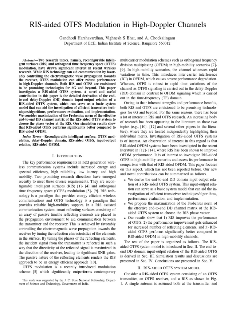 RIS_OTFS_copy | PDF | Orthogonal Frequency Division Multiplexing ...