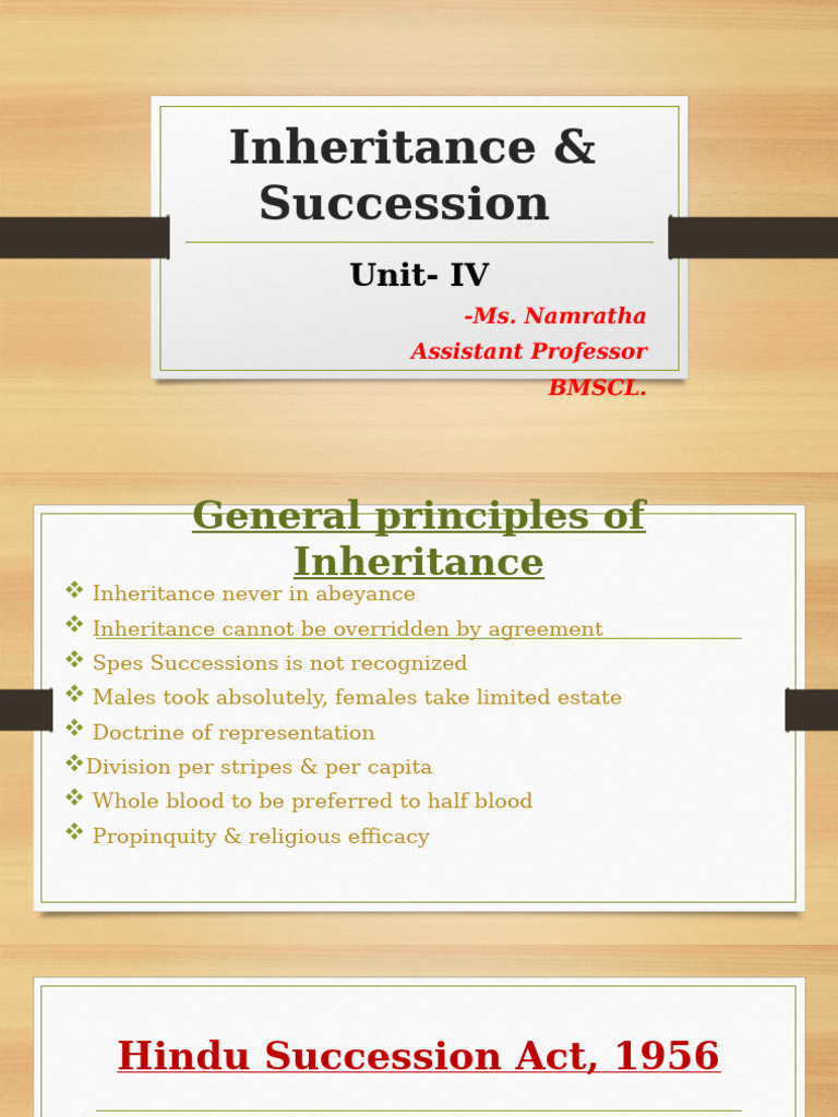 Inheritance and succession unit IV PPT Kslu | PDF | Inheritance | Intestacy Inheritance and succession unit IV PPT Kslu | PDF | Inheritance | Intestacy