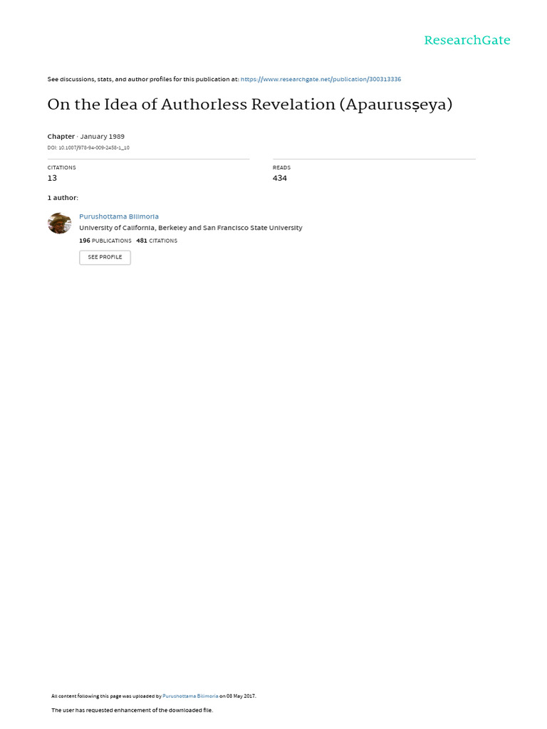 Authorless Revelation in Indian Philosophy | PDF | God | Truth