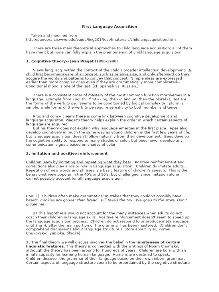 First Language Acquisition | PDF | Language Acquisition | Speech