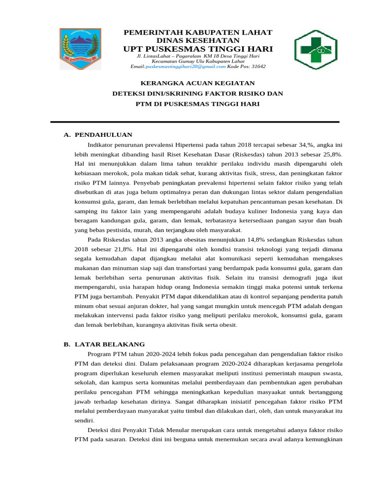 KAK deteksi skrining PTM PKM TH | PDF