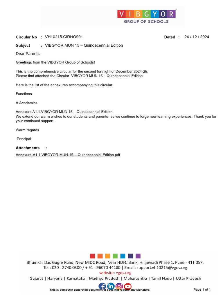 VIBGYOR MUN 15 - Quindecennial Edition | PDF