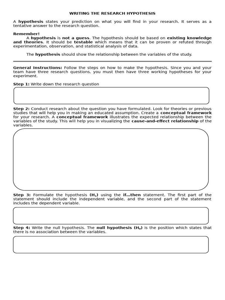 Writing The Research Hypothesis | PDF