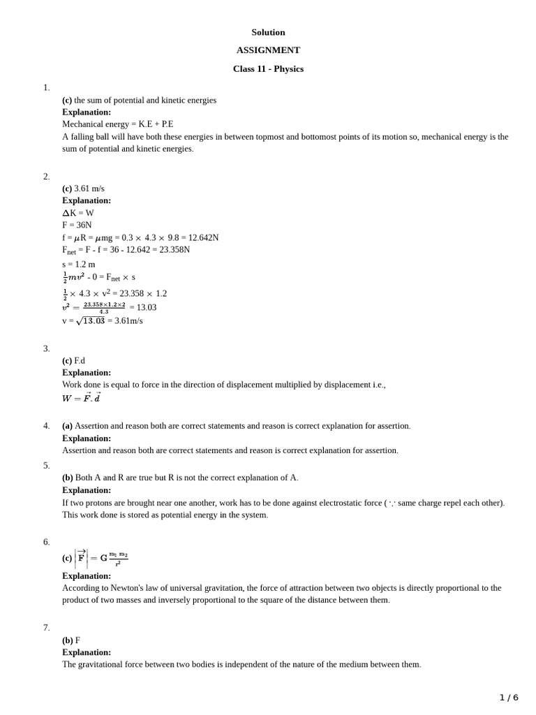 Physics Assignment Front Page Design | PDF | Force | Potential Energy