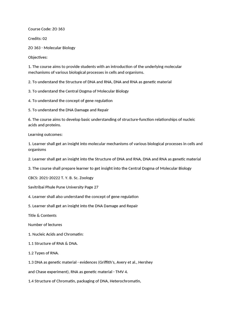 Molecular Bio - TY | PDF