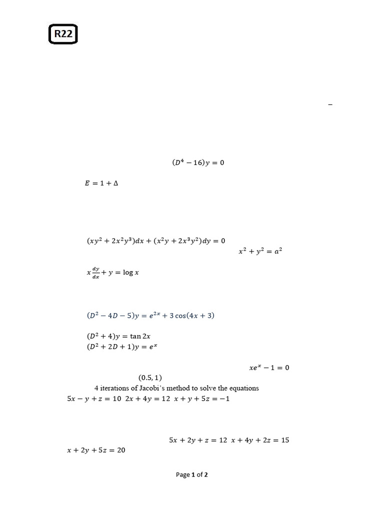 Differential Equations Numerical Methods 22MTC04 | PDF | Mathematics Of Computing ...