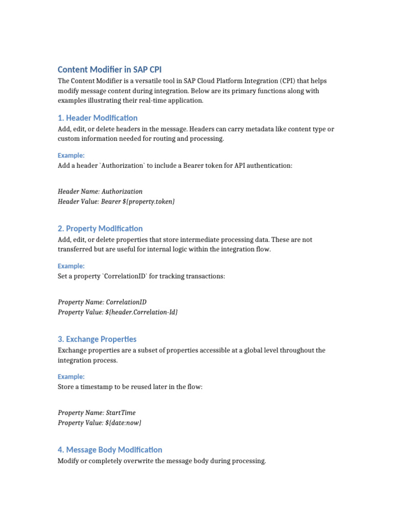 Content Modifier SAP CPI | PDF | Json | File Transfer Protocol