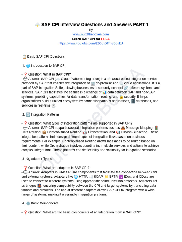 SAP CPI Interview Questions and Answers PART 1 | PDF | Encryption | Xslt