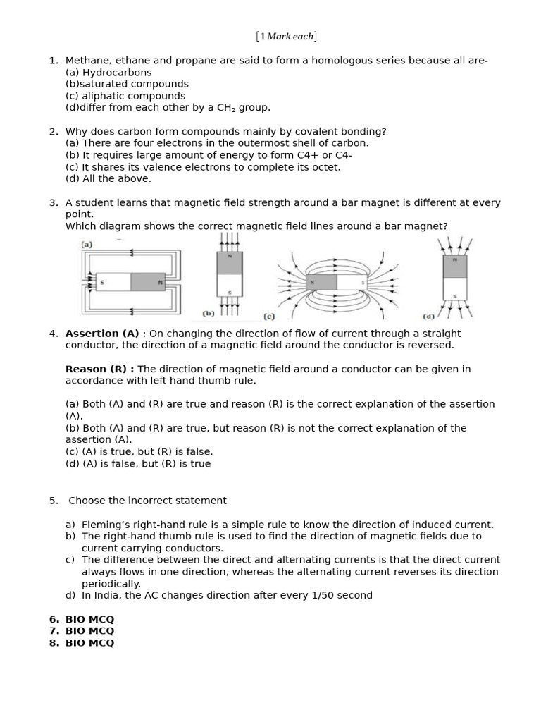 CLASS X. SCIENCE TEST PAPER | PDF | Alternating Current | Electrical ...