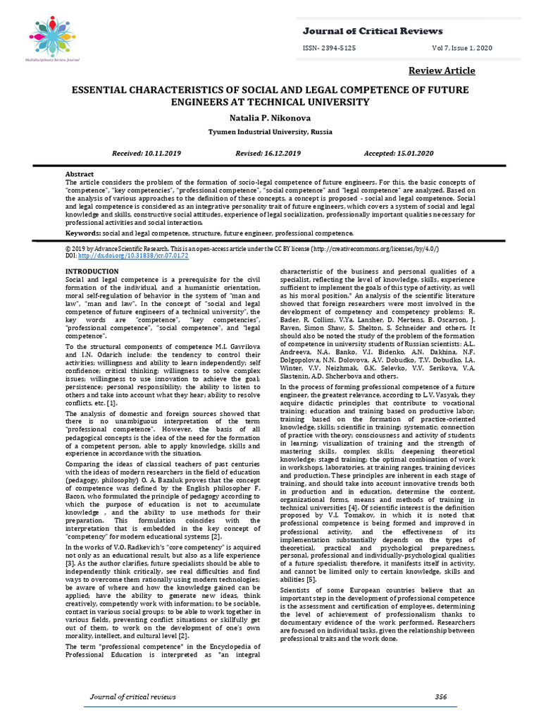 Social and Legal Competence in Engineering | PDF | Knowledge | Experience