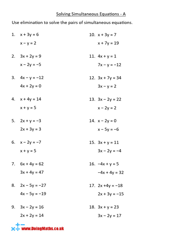 Solving Simultaneous Equations A Pdf 0878