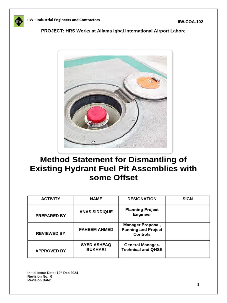 2. Dismantling and Removal of Existing Hydrant Fuel Pit Assemblies ...