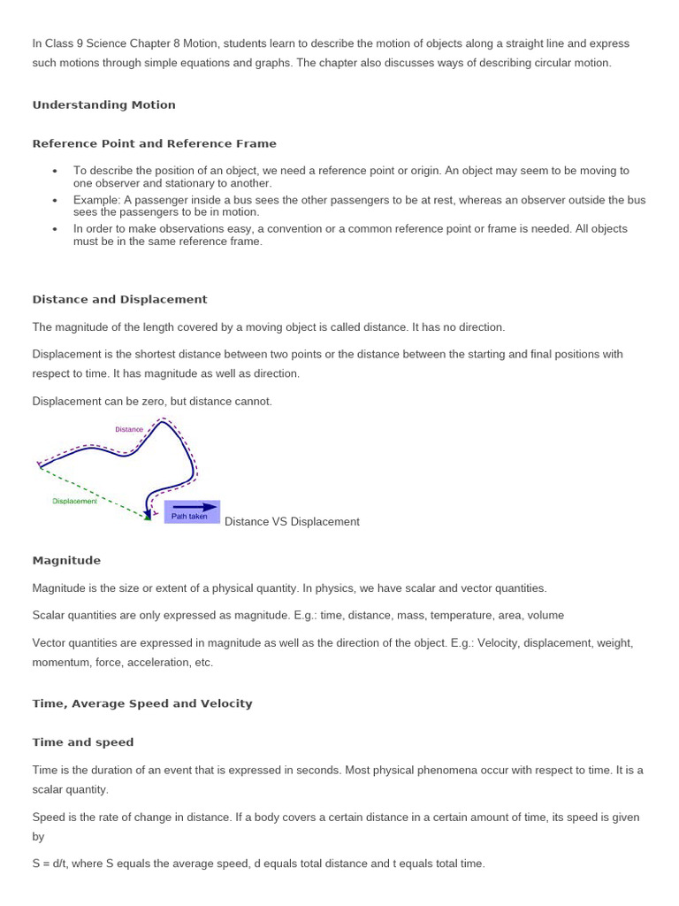 Chapter 7- Motion | PDF | Speed | Velocity