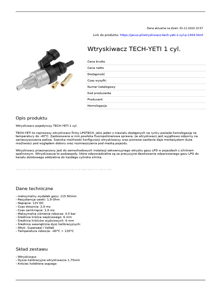 wtryskiwacz-tech-yeti-1-cyl | PDF