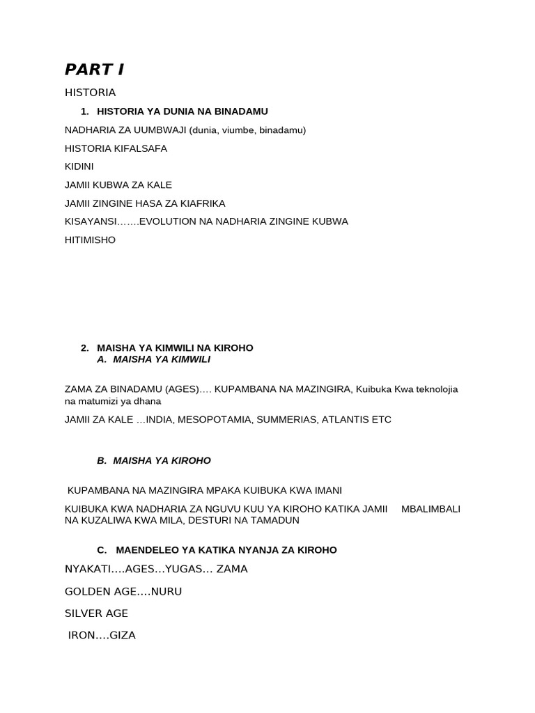 Historia na Maisha ya Binadamu | PDF