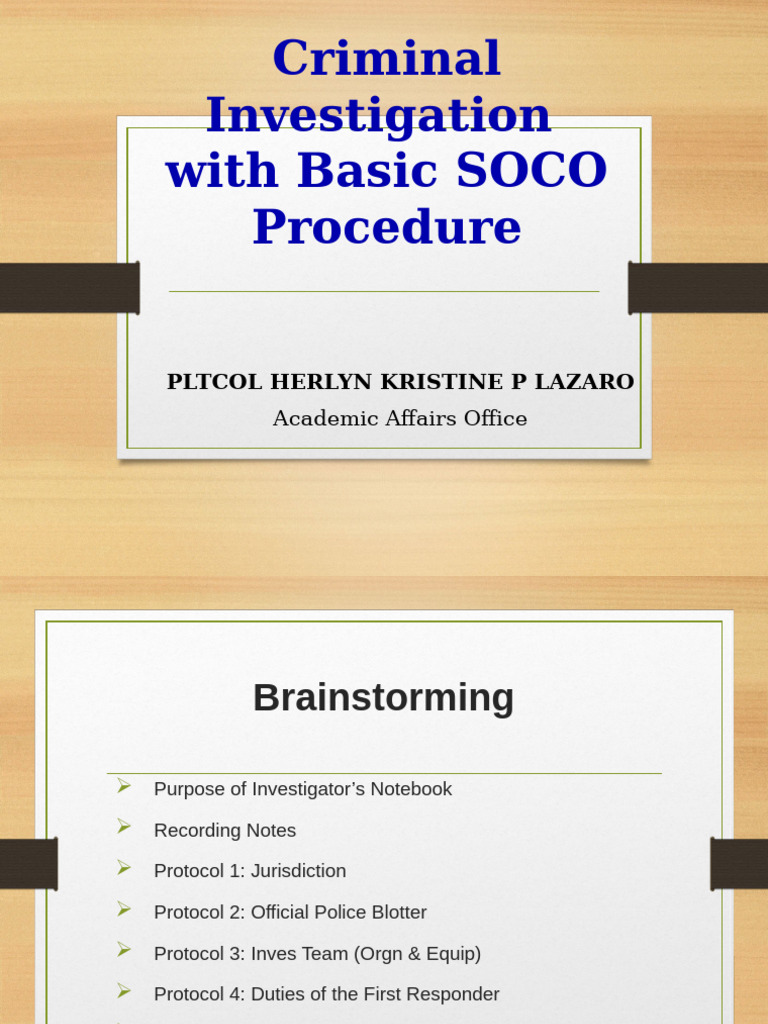 4th Week CI With Basic SOCO | PDF | Crime Scene | Arrest