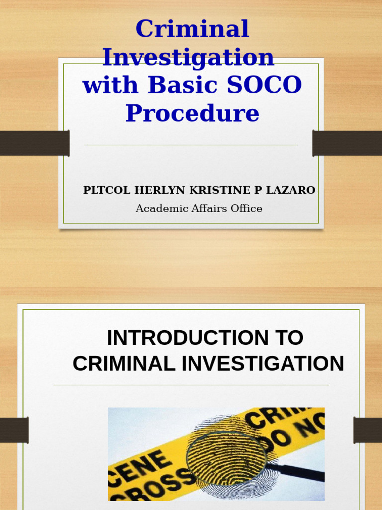 2nd Meeting CI with Basic SOCO | PDF | Crime Scene | Crimes