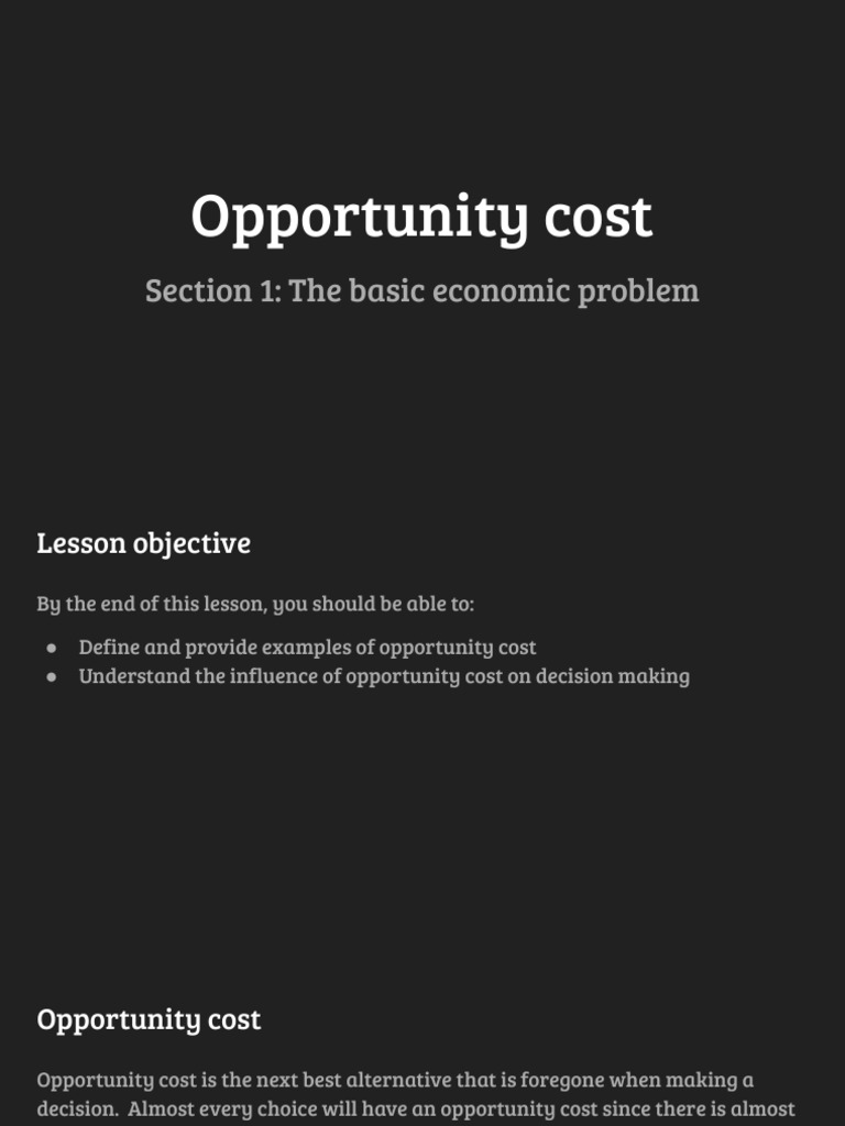 IGCSE - 1.3 Opportunity Cost | PDF