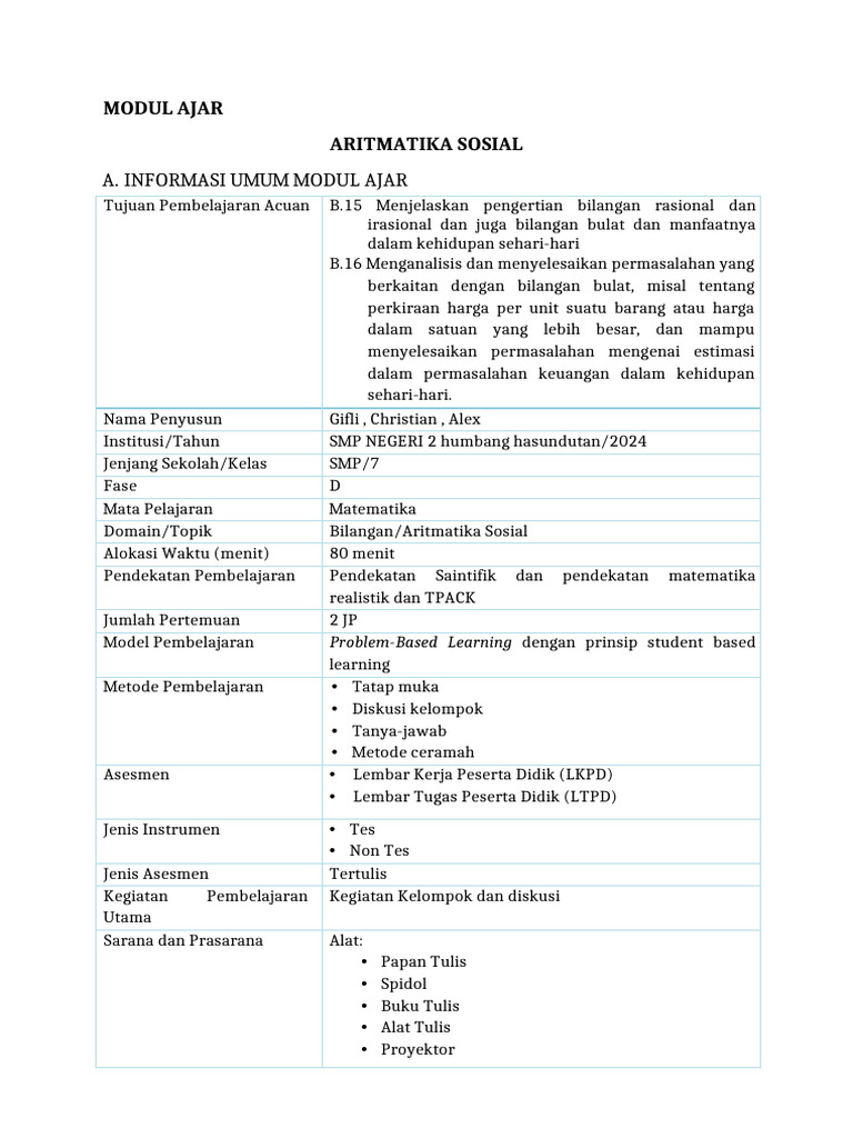 MODUL AJAR kel III | PDF