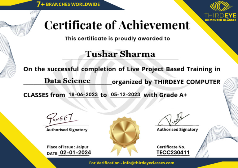 Certificate of Tushar | PDF