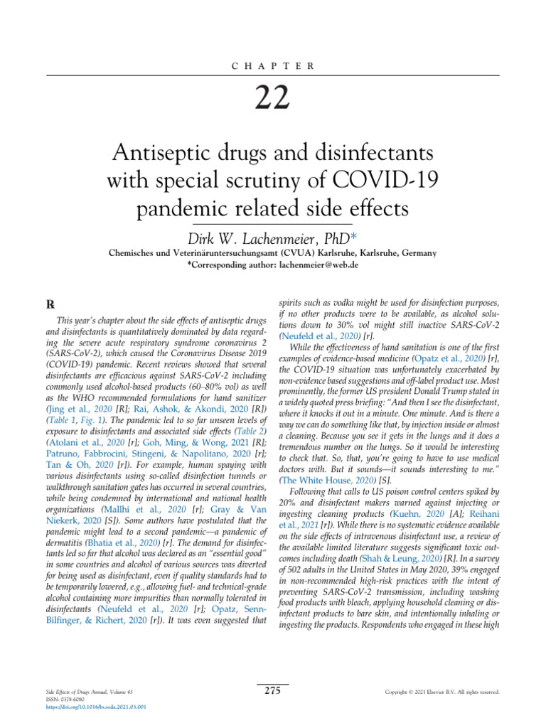 Chapter 22 - Antiseptic Drugs and Disinfectants With Spe - 2021 - Side ...
