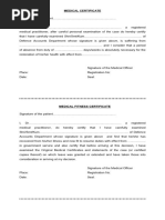 Medical Certificate for Gazetted Officer | PDF