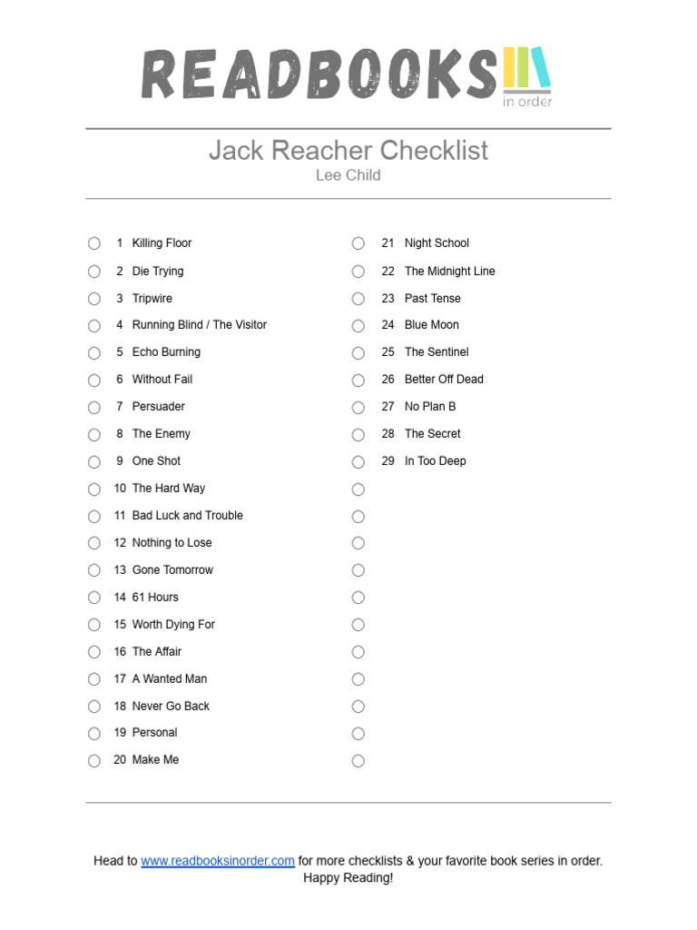 Jack-Reacher-book-series-checklist | PDF