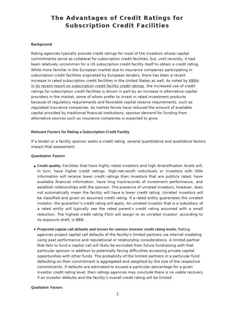 Importance of Rating and Funded Ratio | PDF | Debt | Line Of Credit